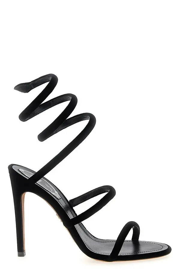 Rene Caovilla Cleo Sandals Spiral Detail - Black