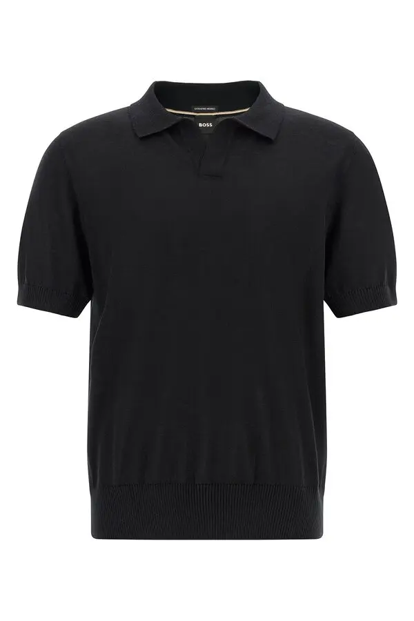Hugo Boss Boss Knitted Polo Shirt With Johnny Collar