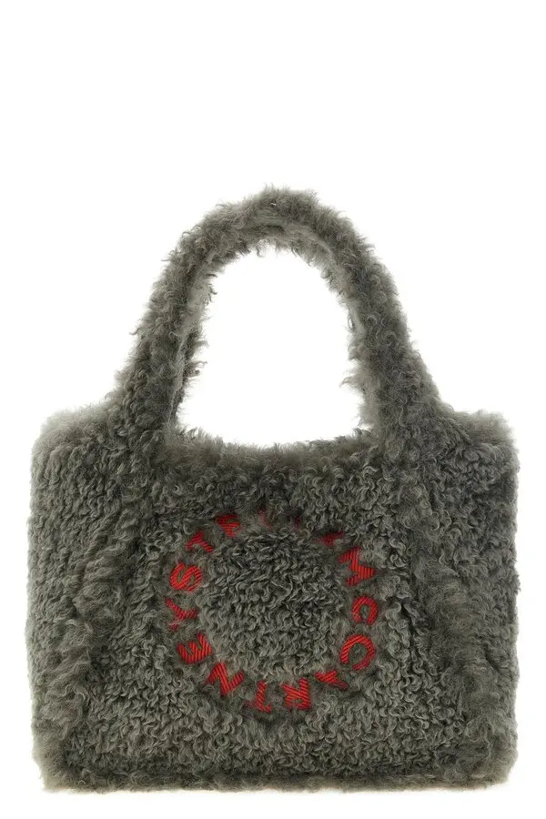 Stella McCartney Logo Faux Shearling Tote - Gray