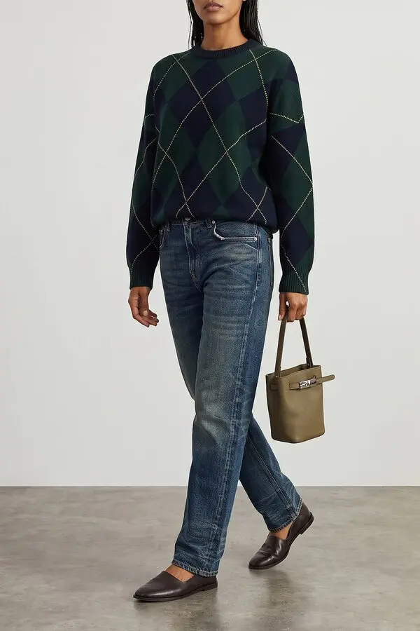BE YOU Argyle Crewneck Sweater