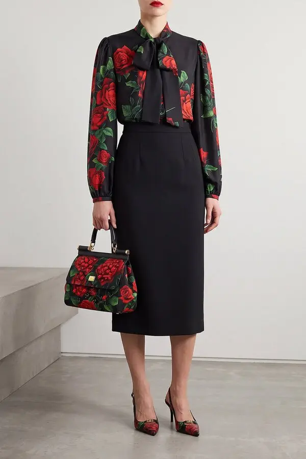 Dolce & Gabbana Rose Print Slingbacks