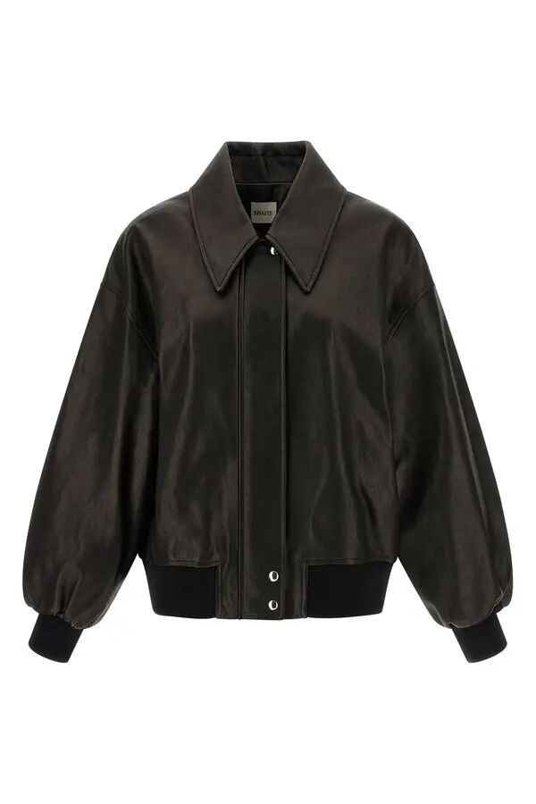 Khaite Shelman Leather Bomber Jacket