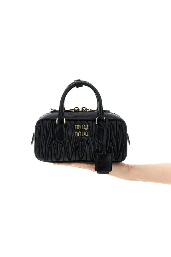 Miu Miu Matelassé Leather Top-handle Bag - Black