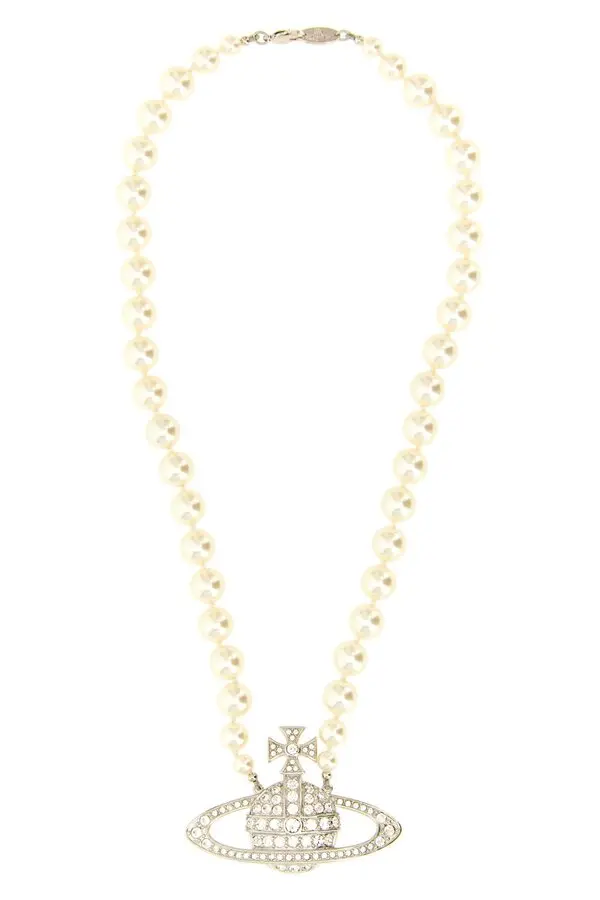 VIVIENNE WESTWOOD Man. Bas Relief Pearl Necklace - Silver