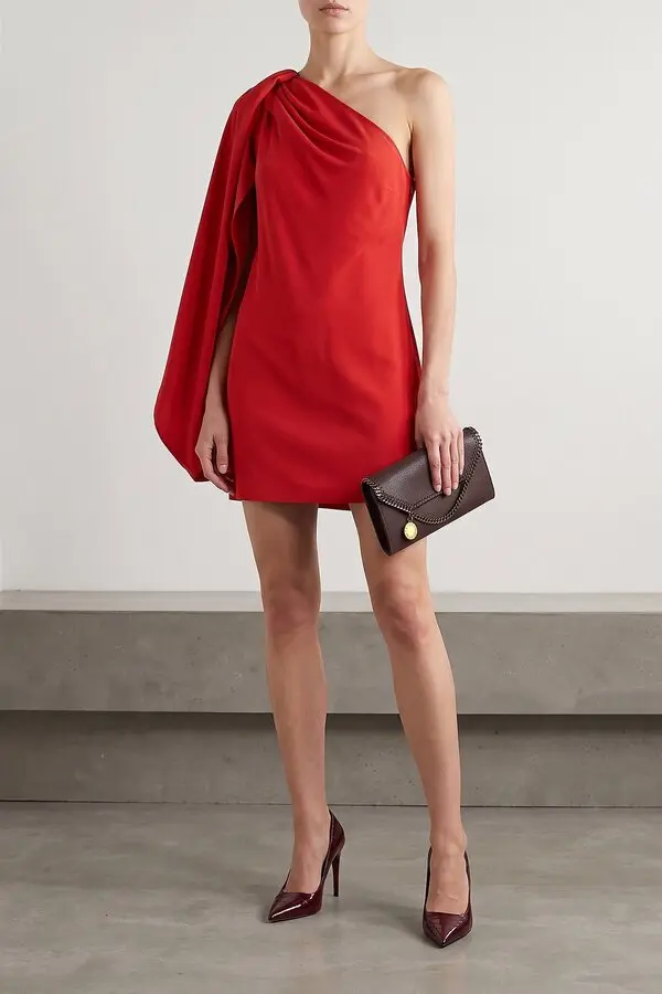 Stella McCartney Mini Dress Asymmetric Draped Shoulder