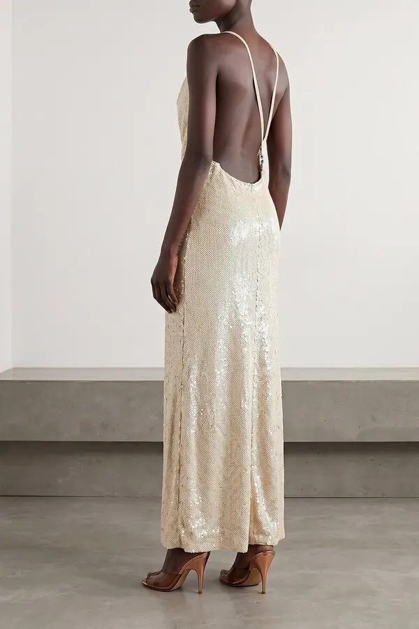 Coperni Draped Sequin Maxi Dress