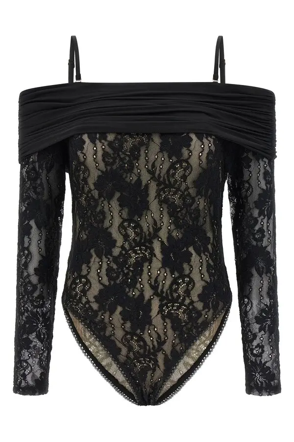 Zimmermann Lace Bodysuit With Draped Neckline - Black