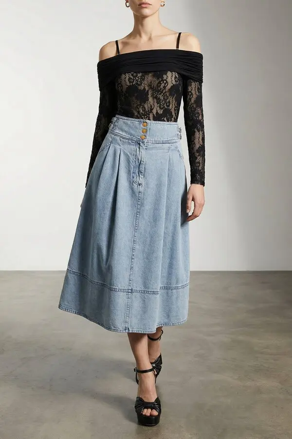Zimmermann Lace Bodysuit With Draped Neckline - Black