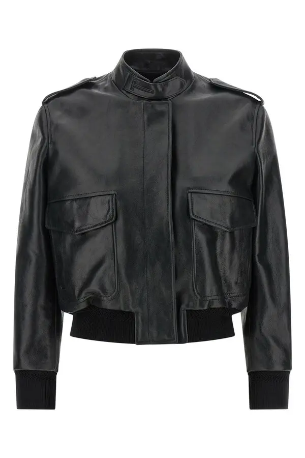 TOM FORD Aviator Jacket With Embossed T Detail - Black