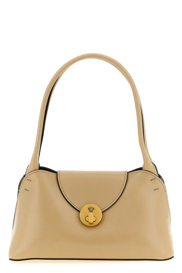Versace Vivian' Leather Shoulder Bag - Beige