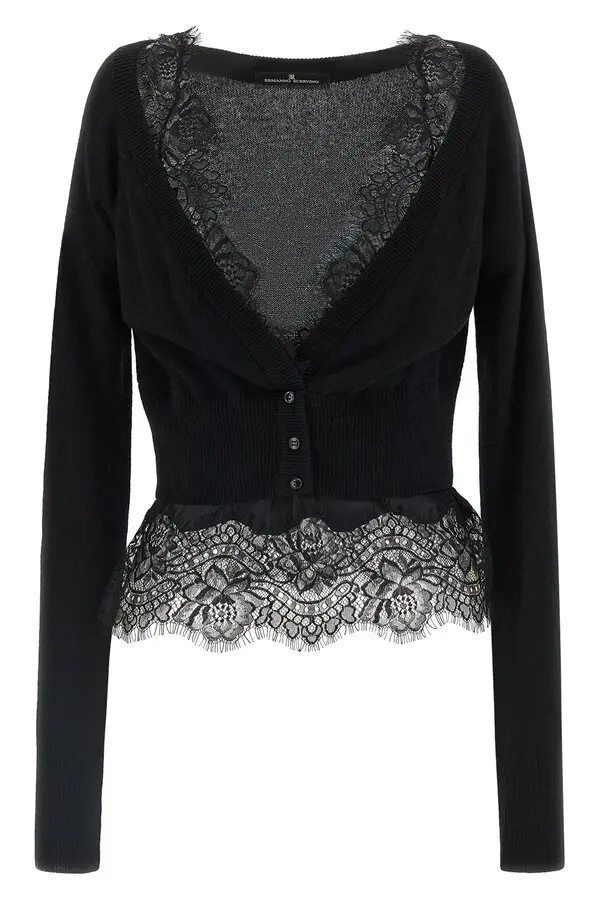 Ermanno Scervino Lace-trimmed Cashmere Cardigan