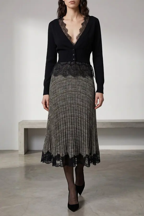 Ermanno Scervino Lace-trimmed Cashmere Cardigan