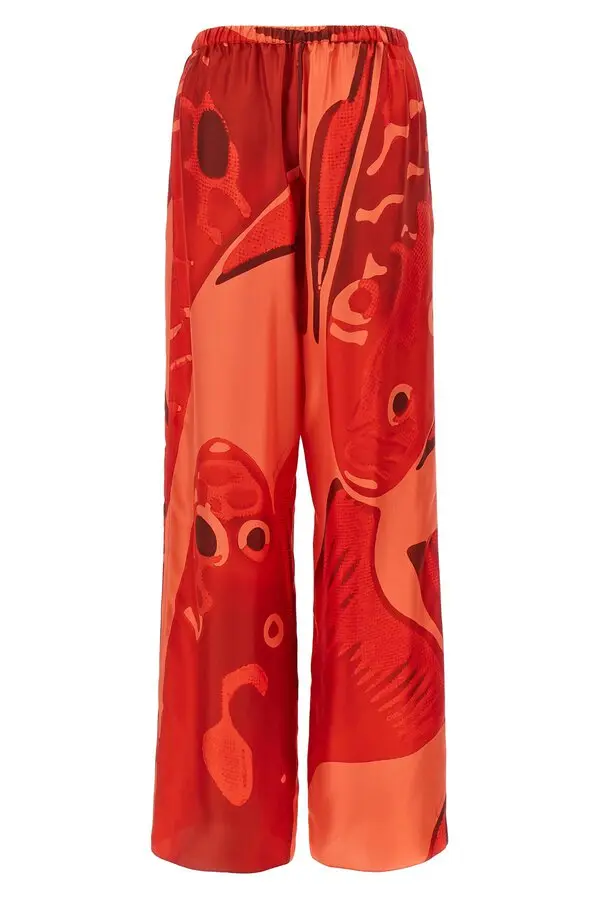 FERRAGAMO Trousers 'printed Silk Palazzo