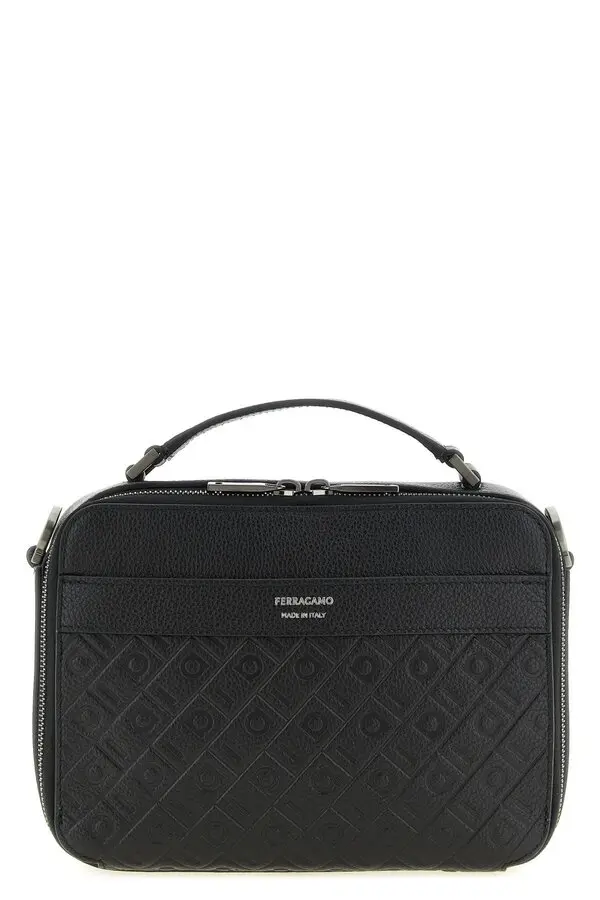 FERRAGAMO Monogram Crossbody Bag - Black