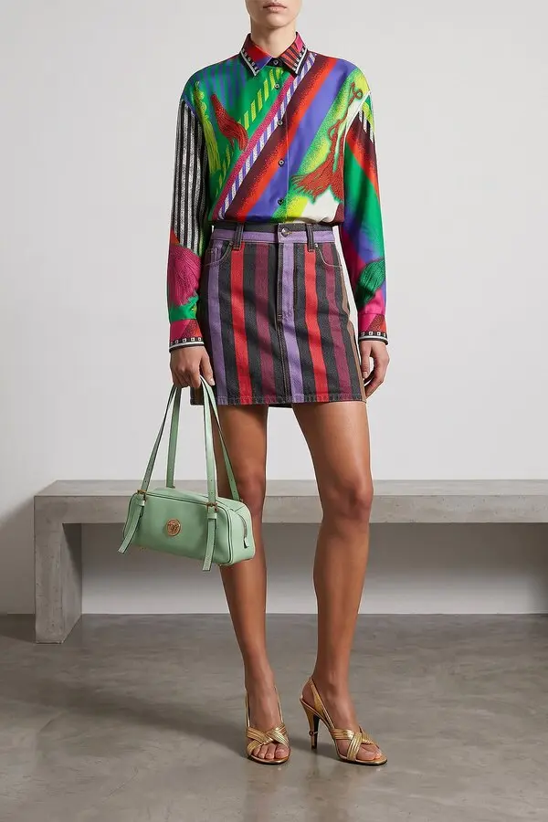 Versace Silk Twill Shirt With Logo Plaque