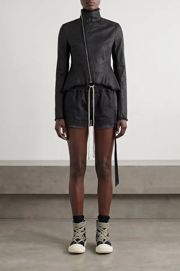 Rick Owens Denim Shorts With Layered Hem
