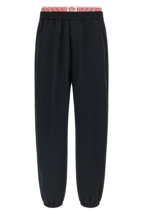 Versace Trousers With Double Logo Waistband