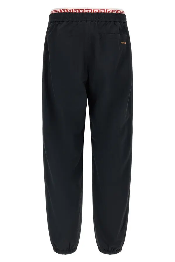 Versace Trousers With Double Logo Waistband