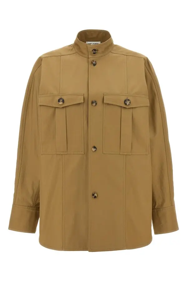 Saint Laurent Saharienne In Twill' Shirt - Beige