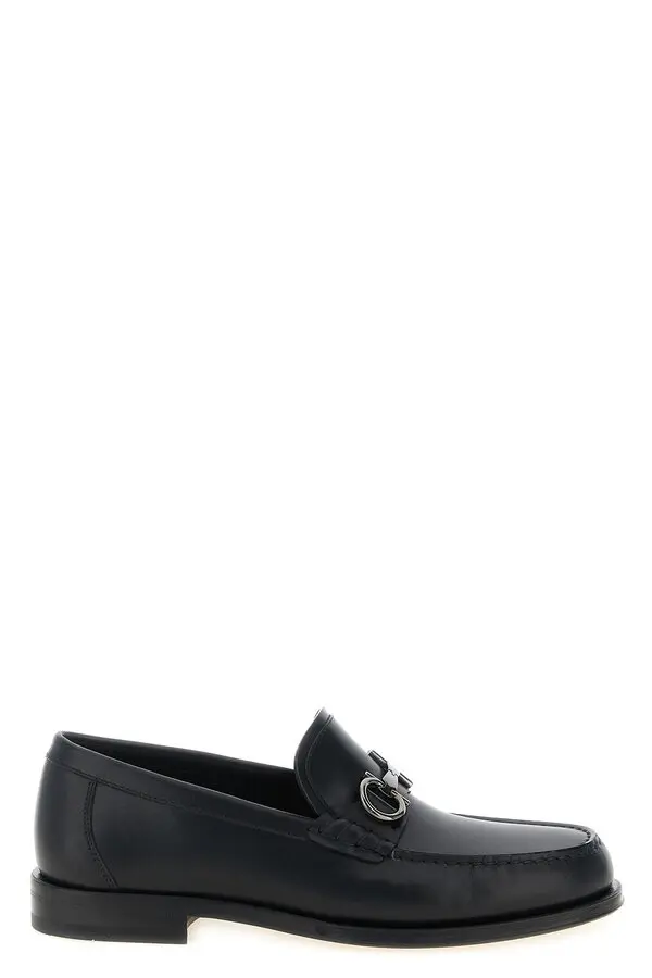 FERRAGAMO Leather Loafer With Gancini Buckle