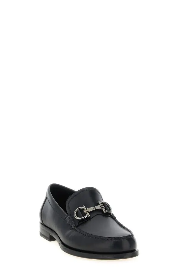FERRAGAMO Leather Loafer With Gancini Buckle