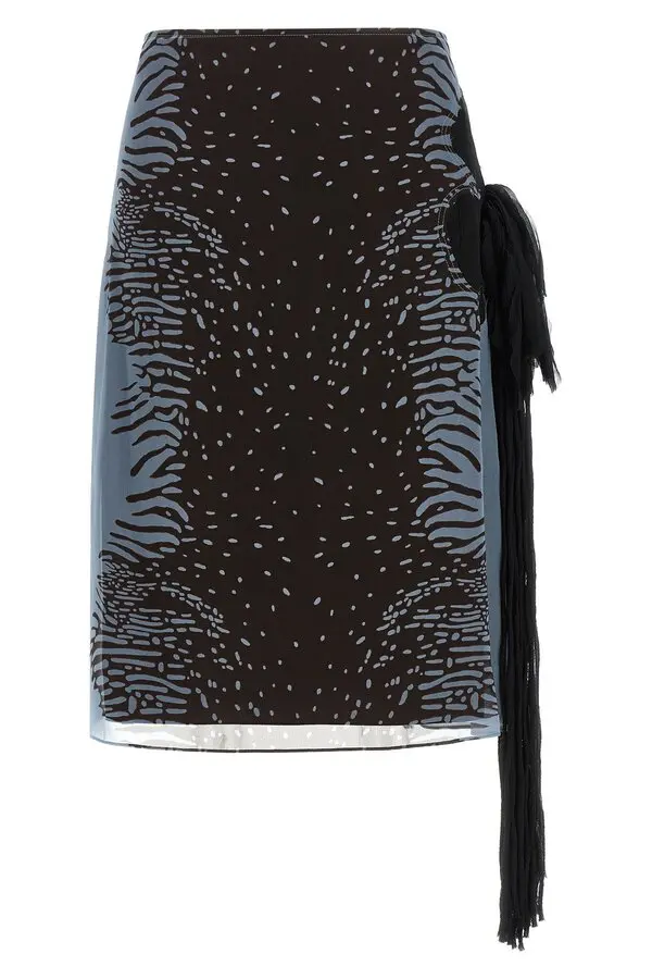 FERRAGAMO Silk Skirt With Fringe Detail