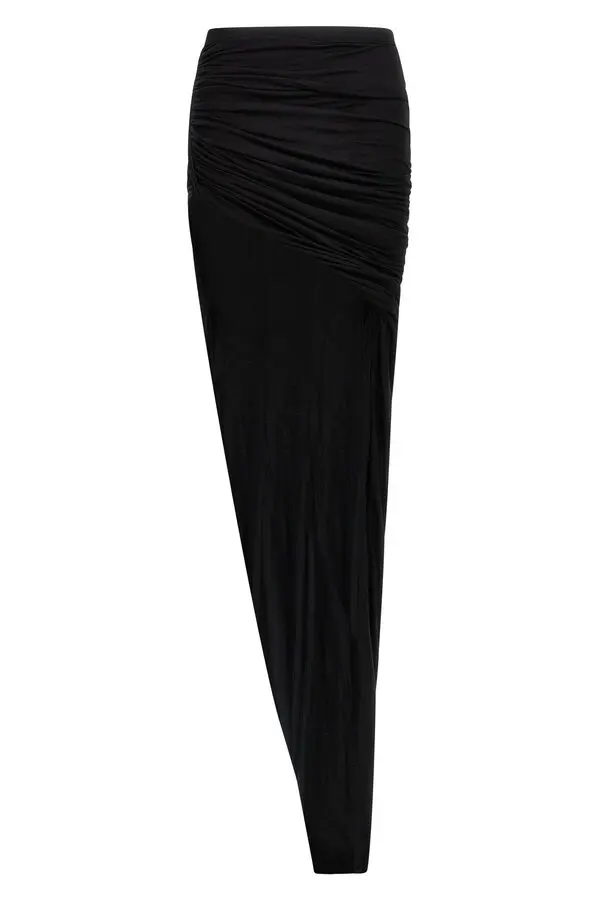 Rick Owens Asymmetric Draped Maxi Skirt - Black