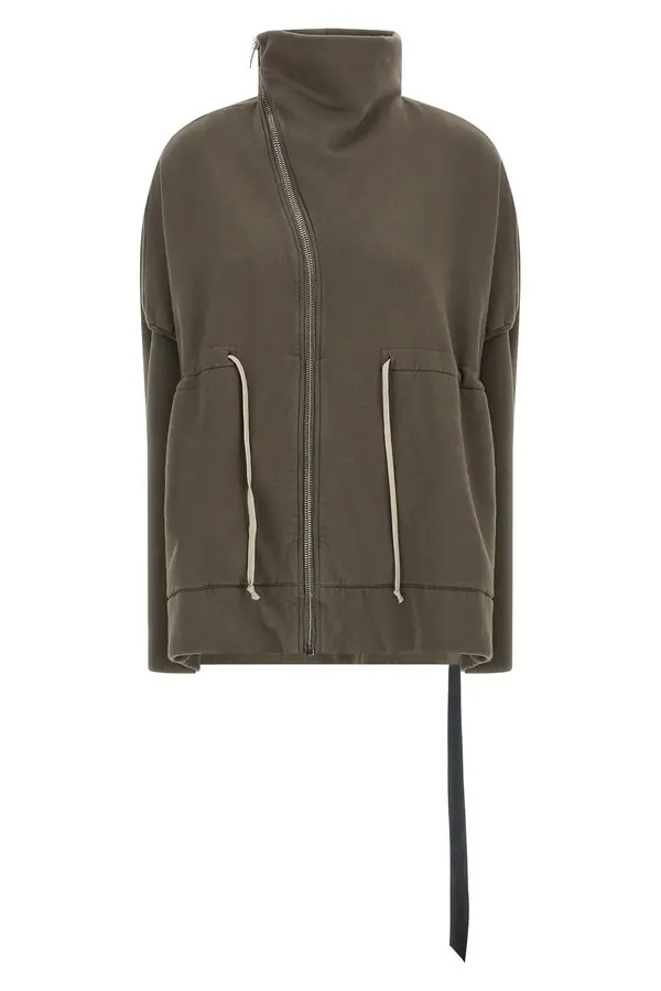 Rick Owens Sweatshirt With Asymmetrical Zip - Beige