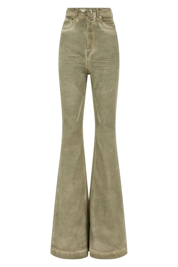 Rick Owens Bolan Bootcut Jeans With Whiskering Effect - Beige