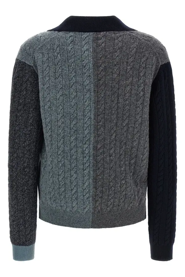 FERRAGAMO Colour-block Cable-knit Polo Sweater