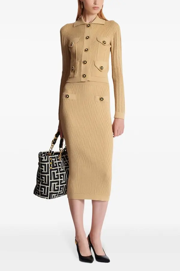 Balmain Skirt 'ribbed Knit Midi