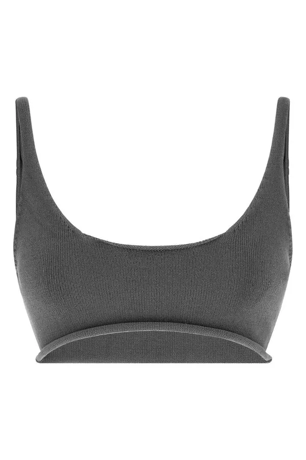 ENTIRE STUDIOS Cropped Top With Rolled Hem - Gray