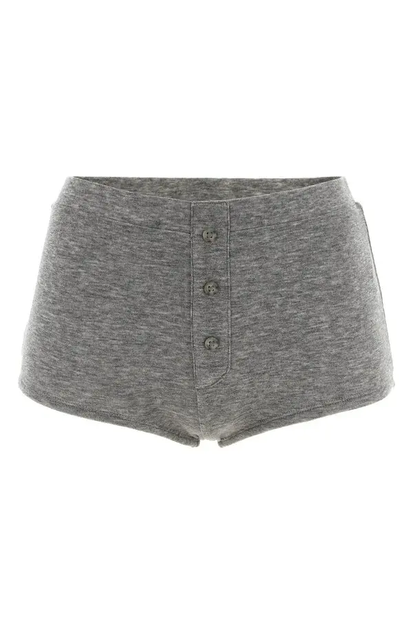 ENTIRE STUDIOS Fitted Micro-ribbed Shorts With Tonal Buttons - Gray