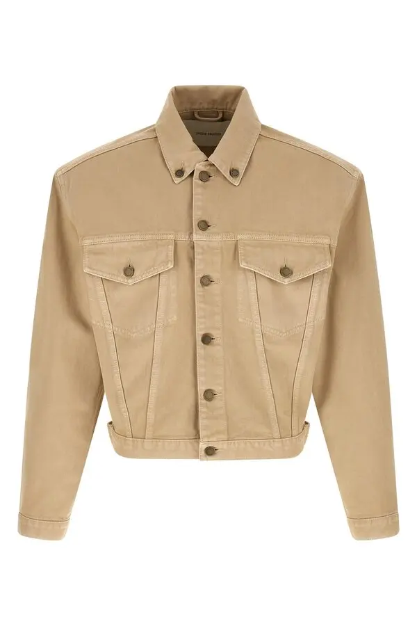 ENTIRE STUDIOS Denim Jacket With Engraved Buttons - Beige