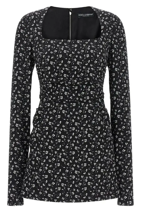 Dolce & Gabbana Floral Print Stretch Silk Mini Dress