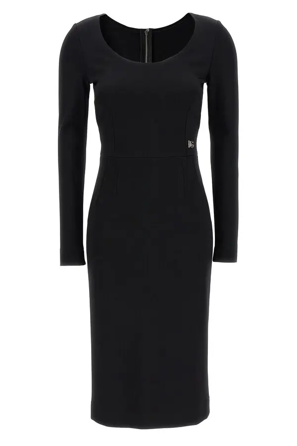 Dolce & Gabbana Midi Dress With Logo Plaque