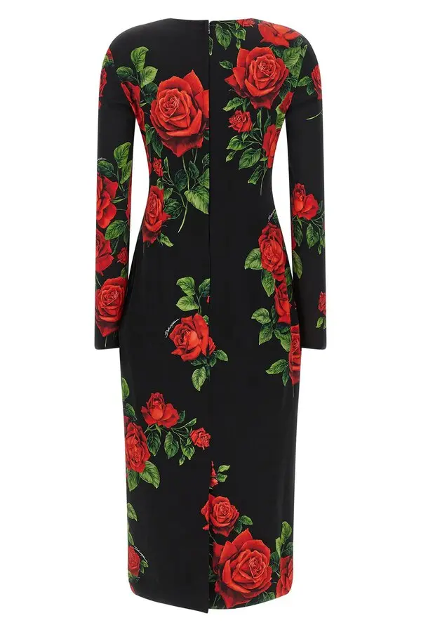 Dolce & Gabbana Rose Print Midi Dress