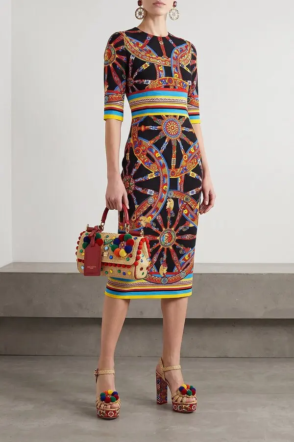 Dolce & Gabbana Carretto Print Midi Dress