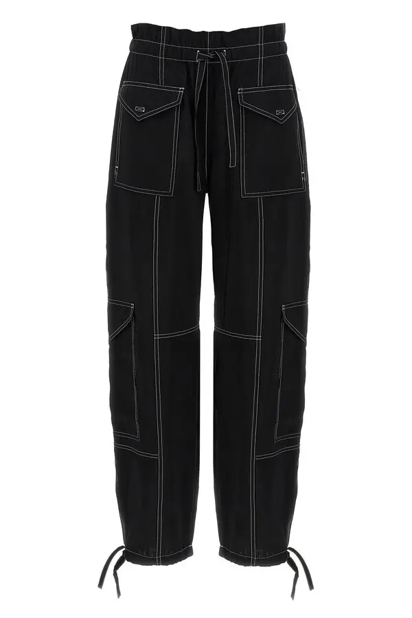 GANNI Pants 'light Slub High Waist Pocket