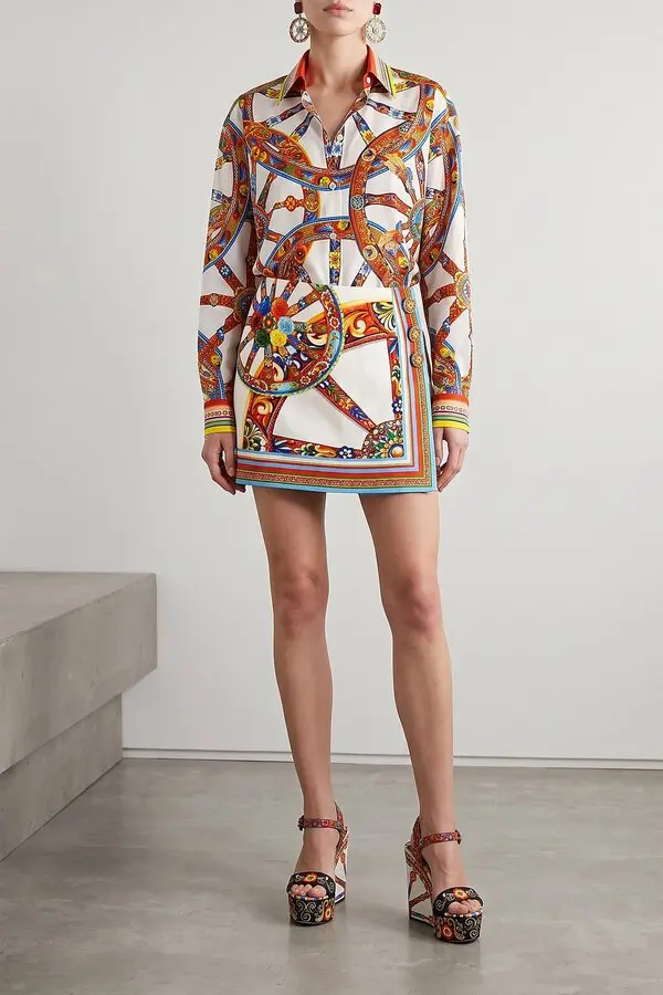 Dolce & Gabbana Cotton Shirt With Carretto Print