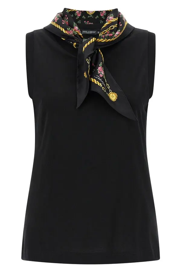 Dolce & Gabbana T-shirt With Scarf - Black
