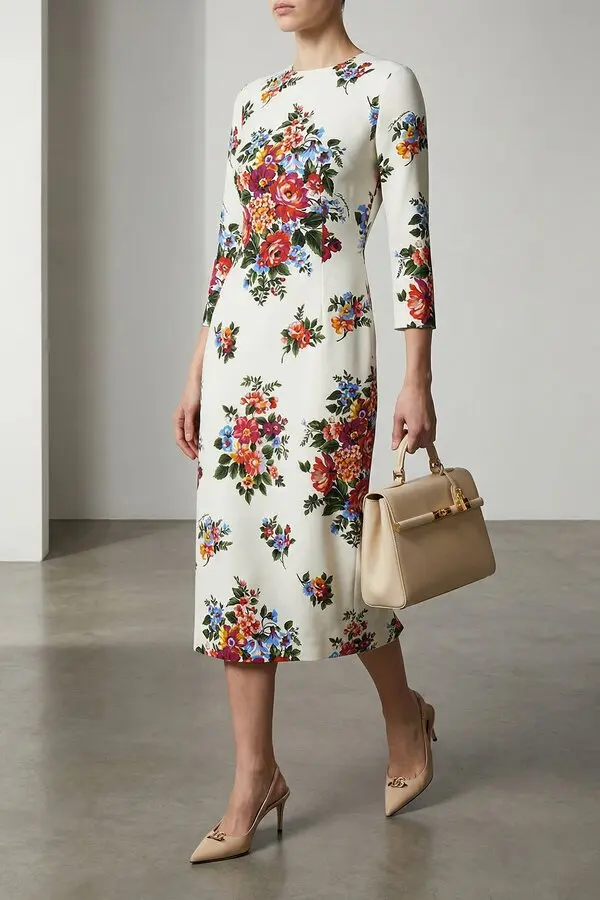 Dolce & Gabbana Midi Dress With Floral Print