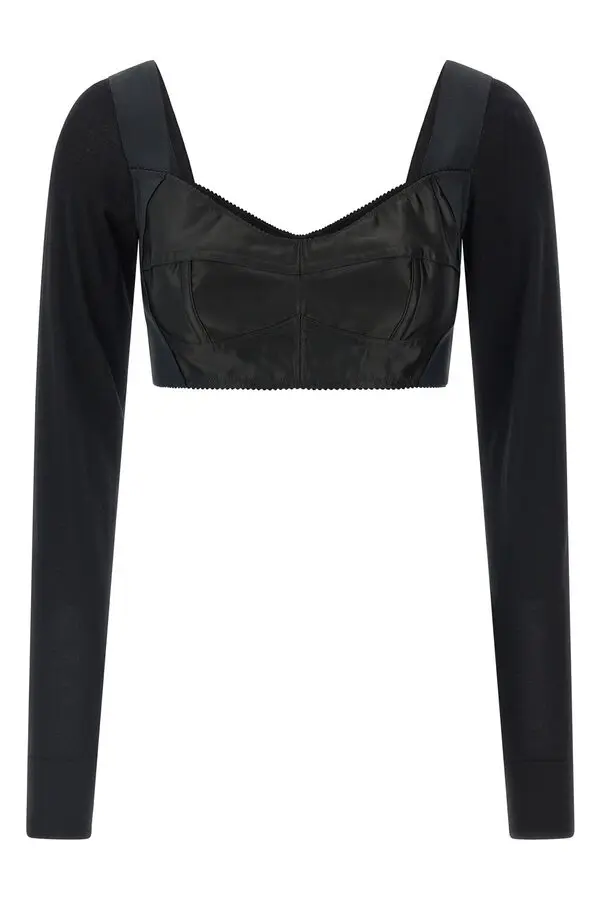 Dolce & Gabbana Cropped Bustier Top - Black
