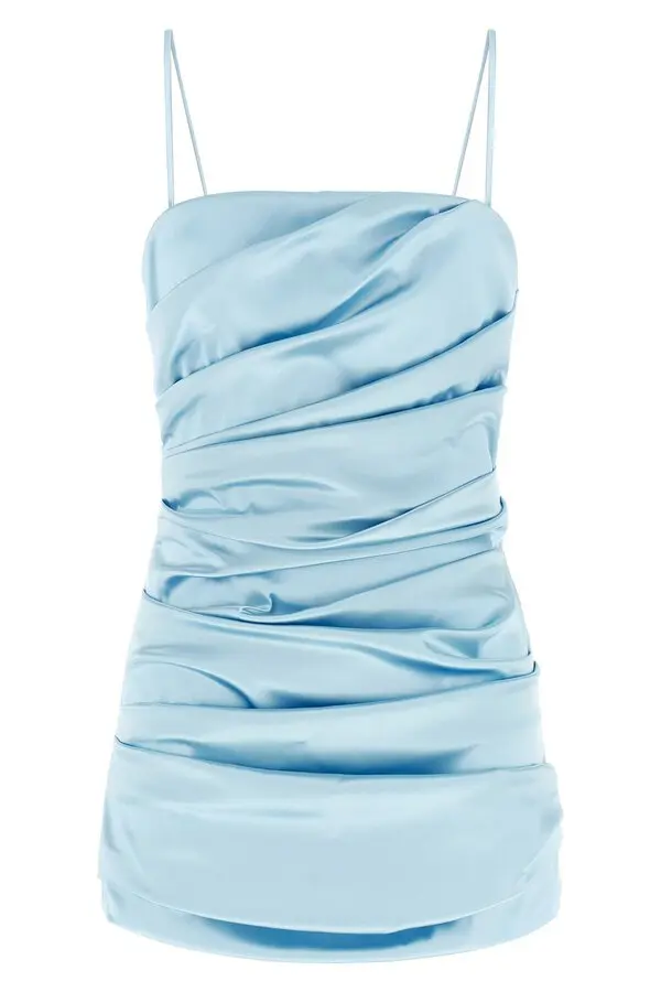 Dolce & Gabbana Ruched Satin Mini Dress - Light Blue