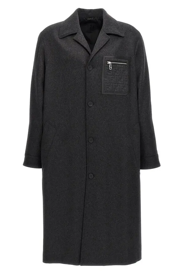 Fendi Cashmere Coat With Ff Logo
