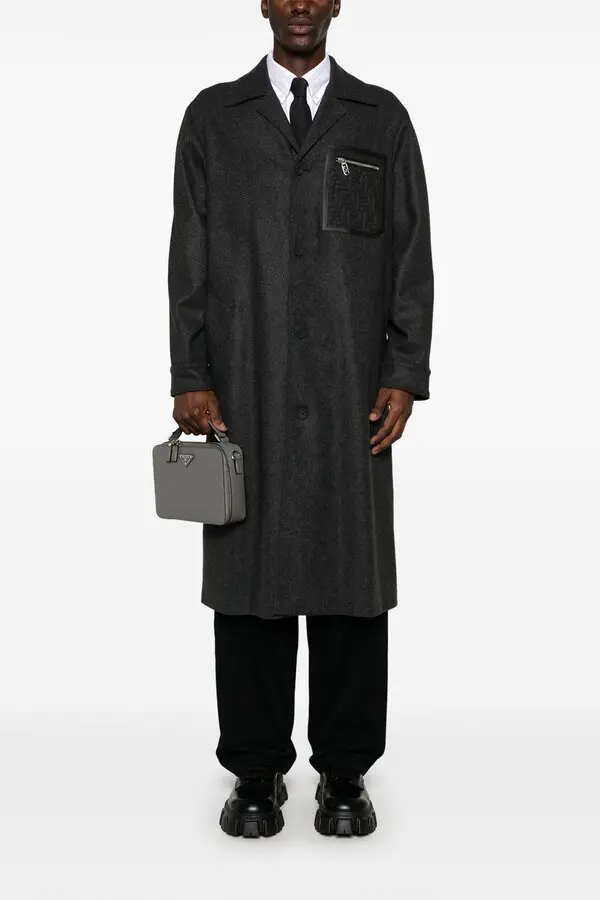 Fendi Cashmere Coat With Ff Logo
