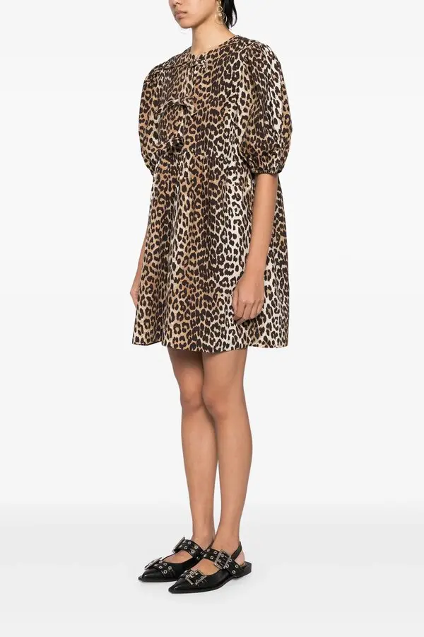 GANNI Dress 'printed Cotton Tie String Mini Dress