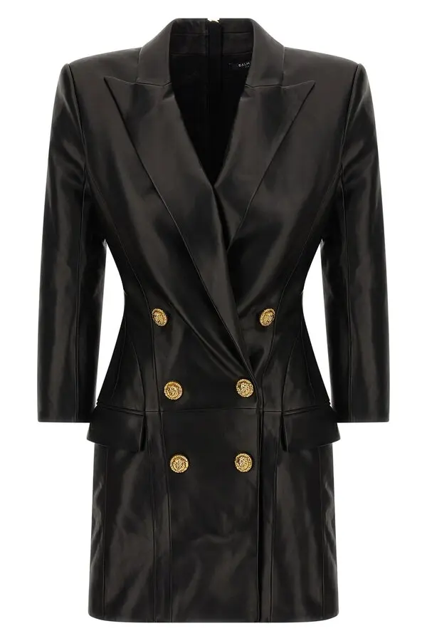 Balmain Dress '6 Btns Batwing Tailored Lambskin Dress