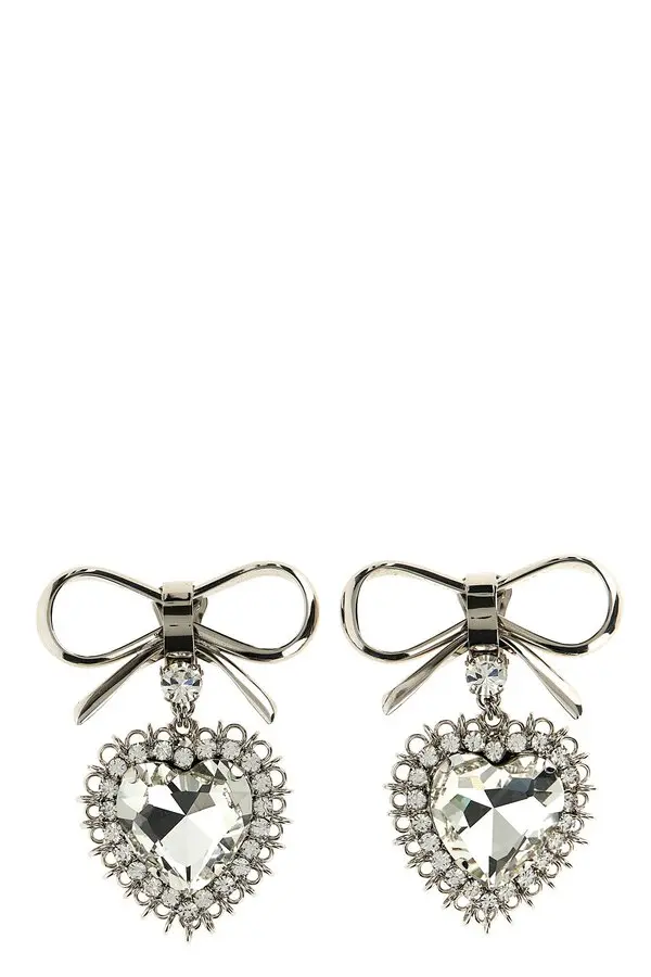 Alessandra Rich Metal Bow' Earrings - Silver