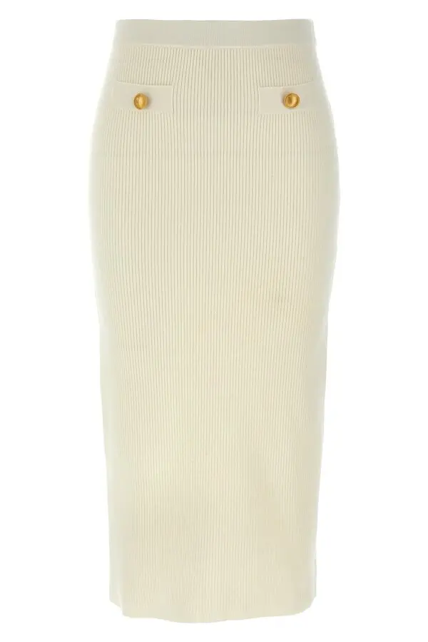 Alessandra Rich Skirt 'merino Wool Knit - White